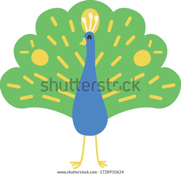 Cute Cartoon pavo real, pavo real: vector de stock (libre de regalías ...