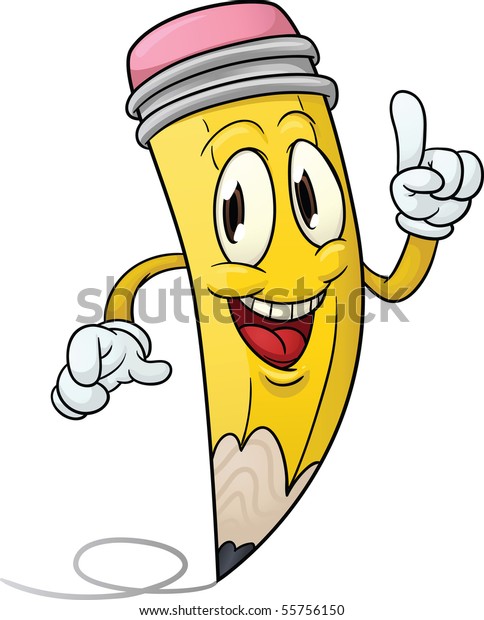 Cute Cartoon Pencil Writing Vector Illustration 库存矢量图（免版税）55756150 ...