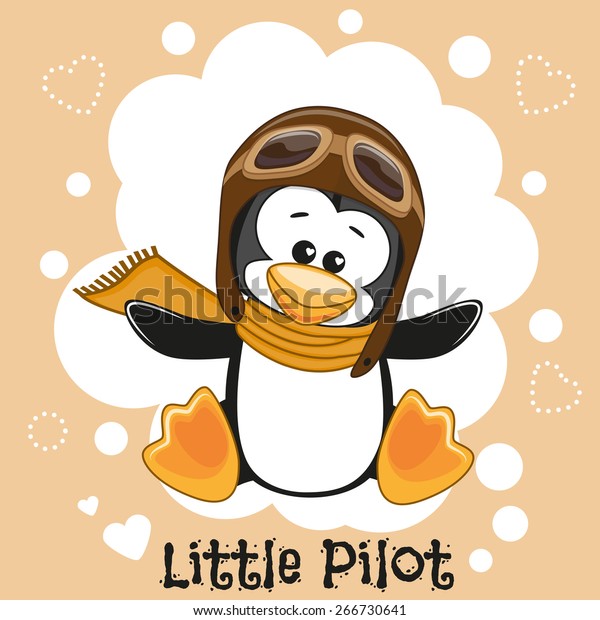 Cute Cartoon Penguin Pilot Hat Stock Vector (Royalty Free) 266730641 ...