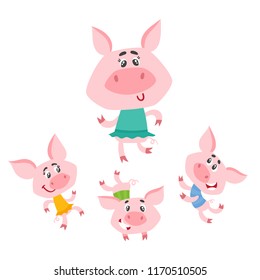 Cute Cartoon Little Pigs Dancing Swearing Stock Vector (Royalty Free ...