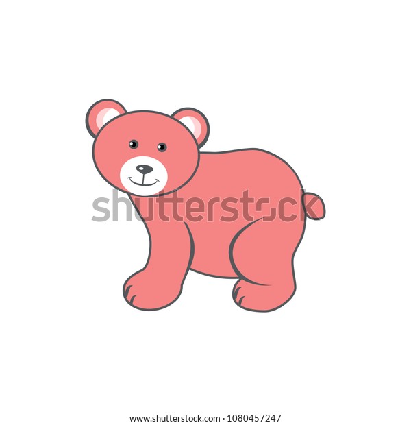 Cute Cartoon Pink Bear Standing Vector Stock Vector (Royalty Free ...
