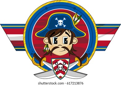 Cute Cartoon Pirate Captain Stock Vector (Royalty Free) 617213876 ...