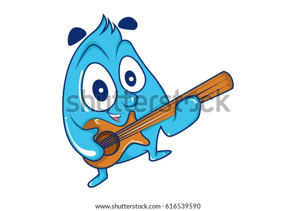 Cute Cartoon Playing Guitar Vector Illustration : image vectorielle de ...