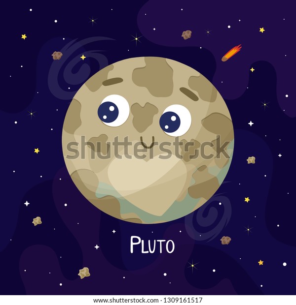 Cute Cartoon Pluto Planet Character Space 库存矢量图（免版税）1309161517 ...