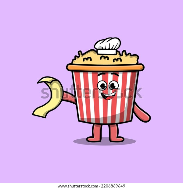 Cute Cartoon Popcorn Chef Character Menu Stock Vector (Royalty Free ...