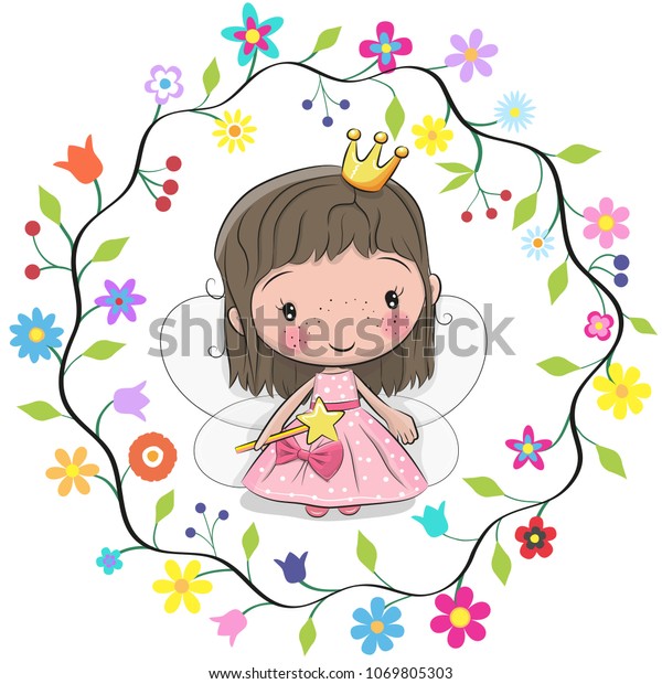 Cute Cartoon Princess Flowers Frame Stock Vector (Royalty Free ...