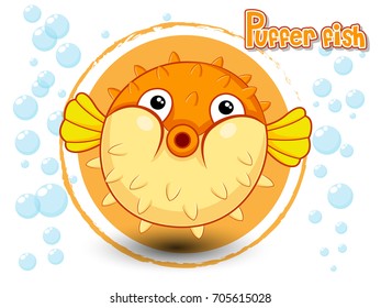Cute Cartoon Puffer Fish On Color Stock Vector (Royalty Free) 705615028 ...