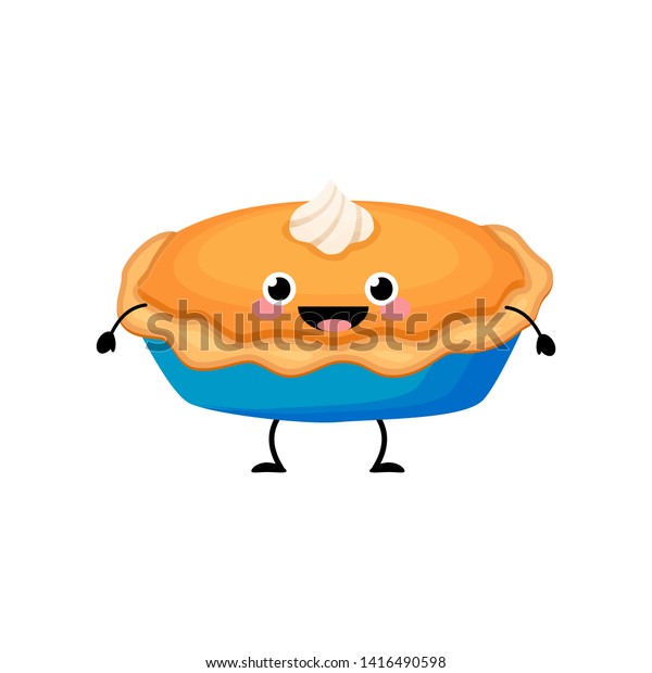 Cute Cartoon Pumpkin Pie Character Vector Stock Vector (Royalty Free ...