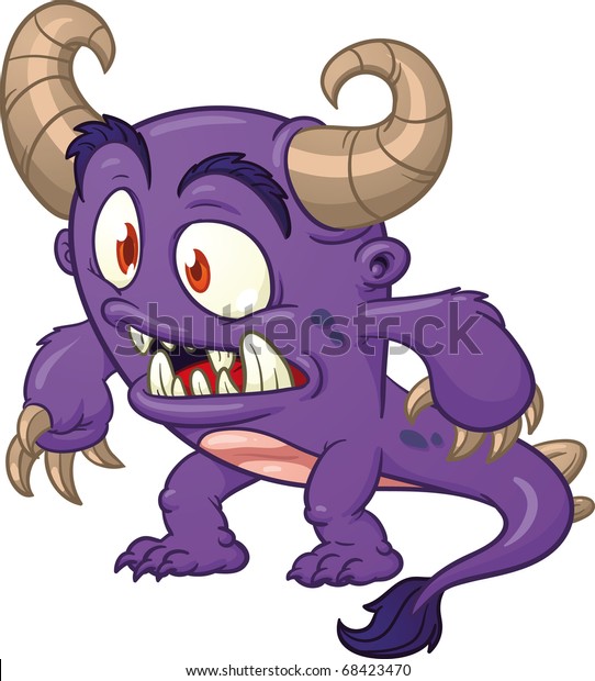 Cute Cartoon Purple Monster Vector Illustration 库存矢量图（免版税）68423470 ...