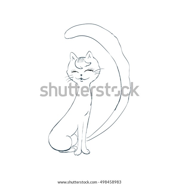 Cute Cartoon Pussycat Vector Editable Image Stock-vektor (royaltyfri ...