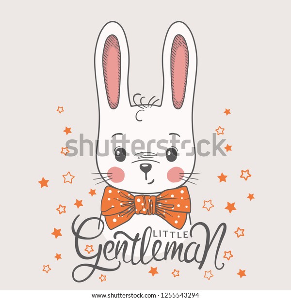 Cute Cartoon Rabbit Boy Face Bow : image vectorielle de stock (libre de ...