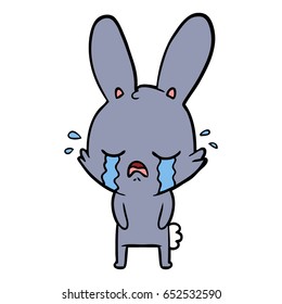 Cute Cartoon Rabbit Crying Stock Vector (Royalty Free) 652532590 ...