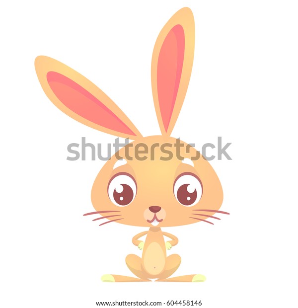 Cute cartoon rabbit. Farm animals. Vector illustration of a bunny. Mock ...