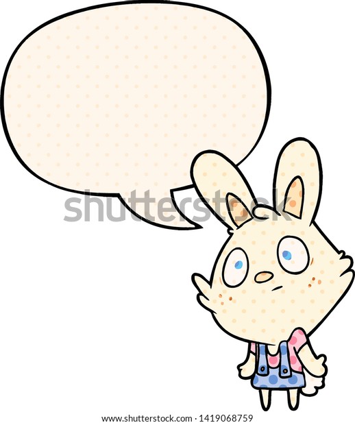 Cute Cartoon Rabbit Shrugging Shoulders Speech Stock Vector (Royalty ...