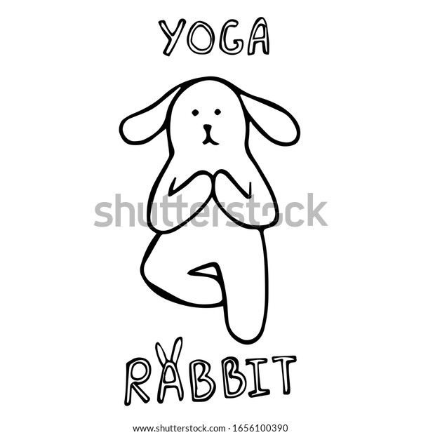 Cute Cartoon Rabbit Yoga Pose Isolated Stock Vector (Royalty Free ...