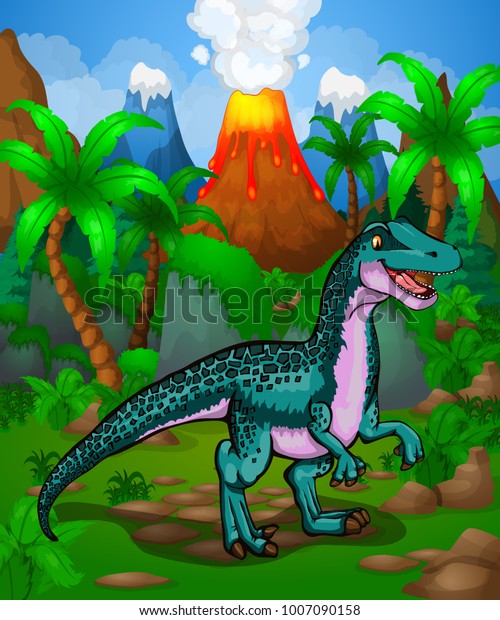 Cute Cartoon Raptor Vector Illustration Cartoon Stock Vector (Royalty ...