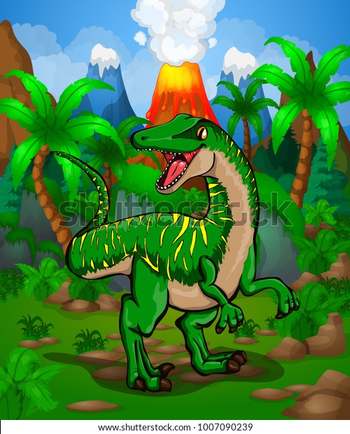 Cute Cartoon Raptor Vector Illustration Cartoon Stock Vector (Royalty ...