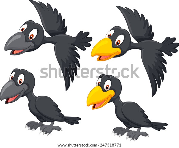 Cute Cartoon Raven Stock Vector (Royalty Free) 247318771