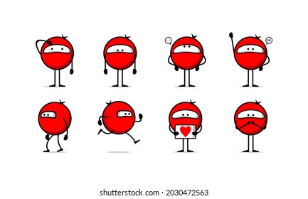 Cute Cartoon Red Character Design Illustration Stock Vector (Royalty ...
