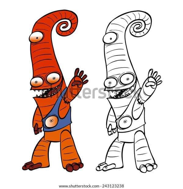 Cute Cartoon Red Monster Vector Illustration Stock Vector (Royalty Free ...