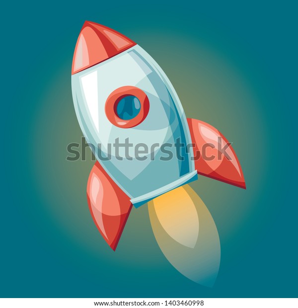 Cute Cartoon Rocket Vector Illustration Stock Vector (Royalty Free ...