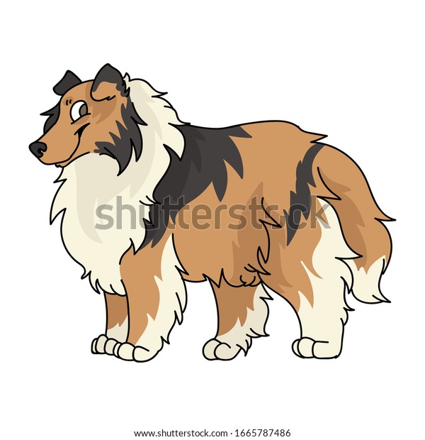 Cute Cartoon Rough Collie Dog Vector Stock Vector (Royalty Free ...