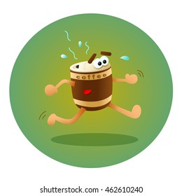 Cute Cartoon Running Cup Coffee Vector Stock Vector (Royalty Free ...