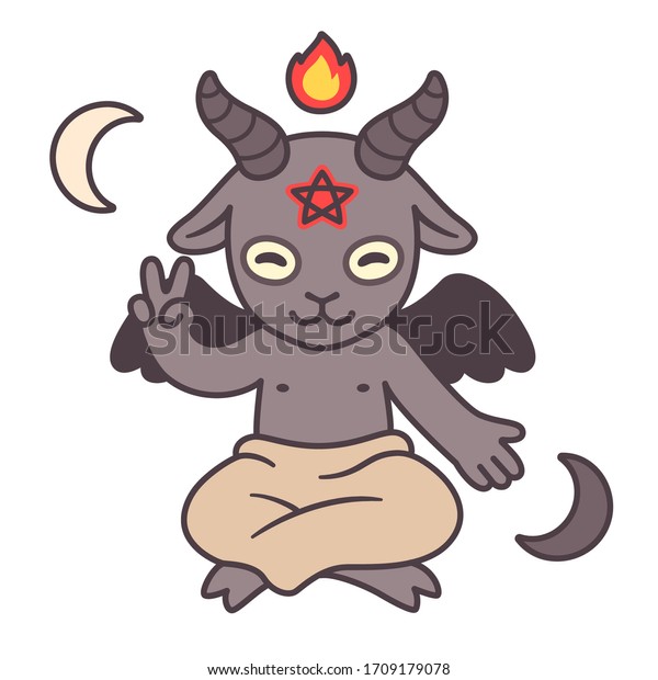 Cute Cartoon Satan Drawing Goat Headed Stock Vector (Royalty Free ...
