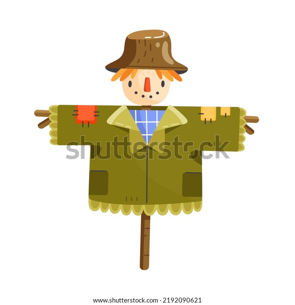 Cute Cartoon Scarecrow Isolated On White Stock Vector (Royalty Free ...