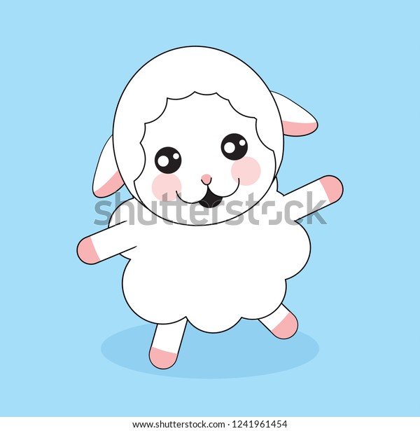 Cute Cartoon Sheep Dancing On Blue Stock Vector (Royalty Free) 1241961454