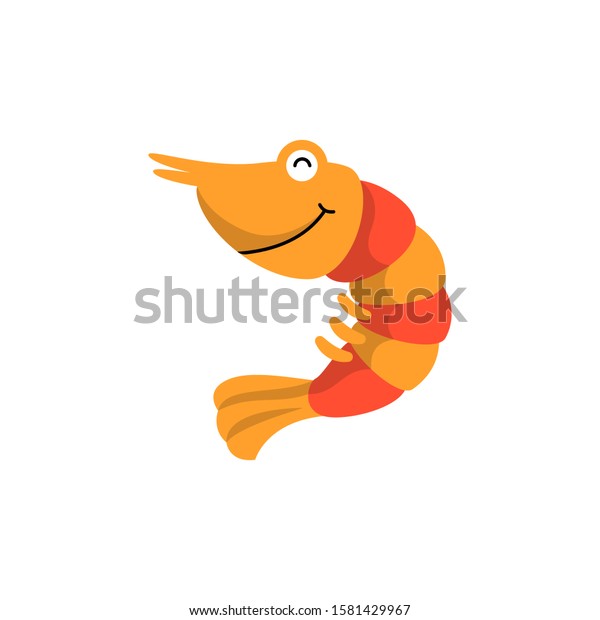 Cute Cartoon Shrimp Vector Illustration Simple Stock Vector (Royalty ...