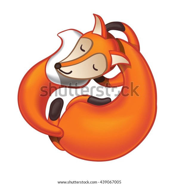 Cute Cartoon Sleeping Fox Isolated On Stock Vector (Royalty Free ...