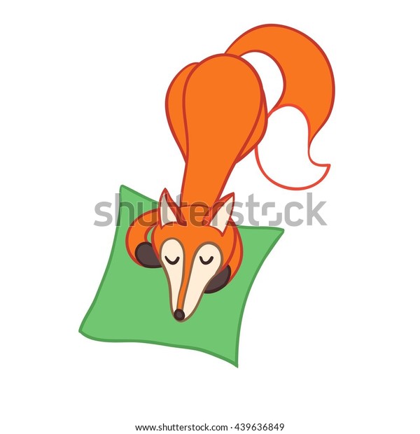 Cute Cartoon Sleeping Fox Isolated On Stock Vector (Royalty Free ...
