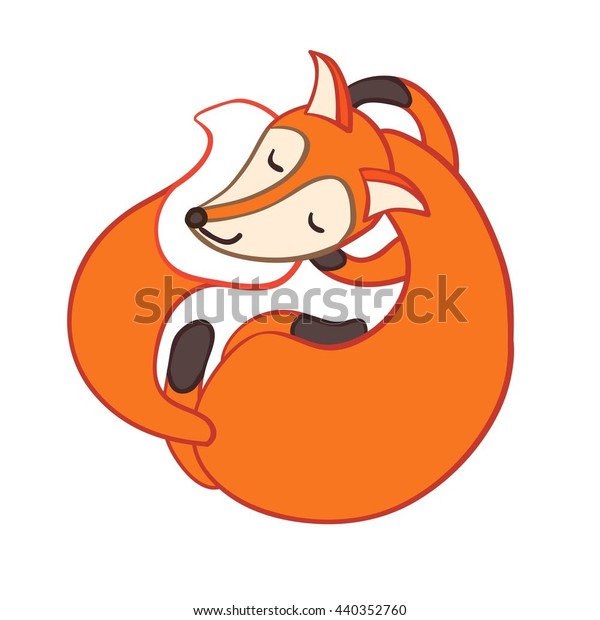 Cute Cartoon Sleeping Fox Isolated On Stock Vector (Royalty Free ...