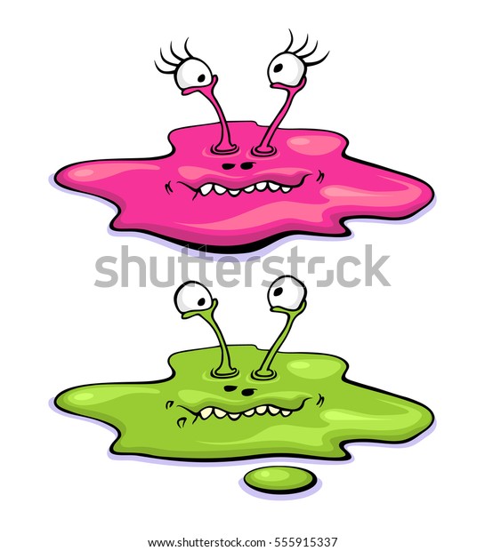 Cute Cartoon Slime Monsters Isolated On Stock Vector (Royalty Free ...