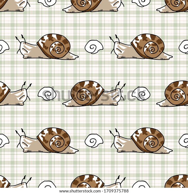 Cute Cartoon Slimy Snail Shell Seamless Stock Vector (Royalty Free ...