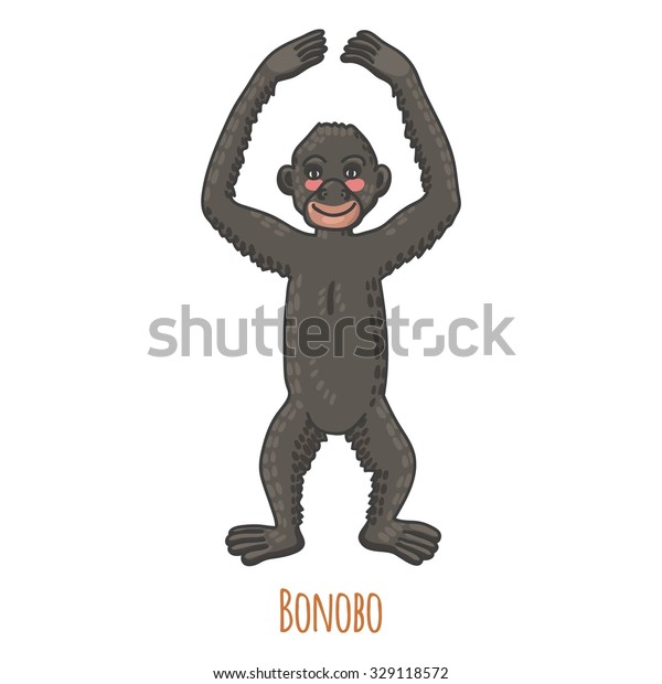 Cute Cartoon Smiling Monkey Bonobo Blush Stock Vector (Royalty Free ...