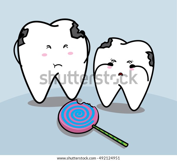 Cute Cartoon Smiling Tooth Candy Stock Vector (Royalty Free) 492124951 ...