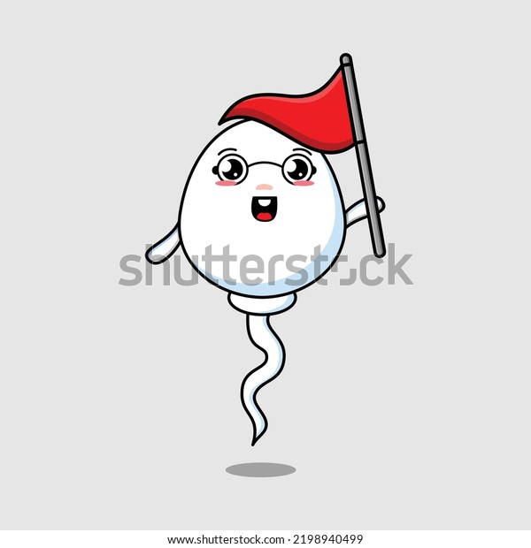 Cute Cartoon Sperm Character Holding Triangle: เวกเตอร์สต็อก (ปลอดค่า ...