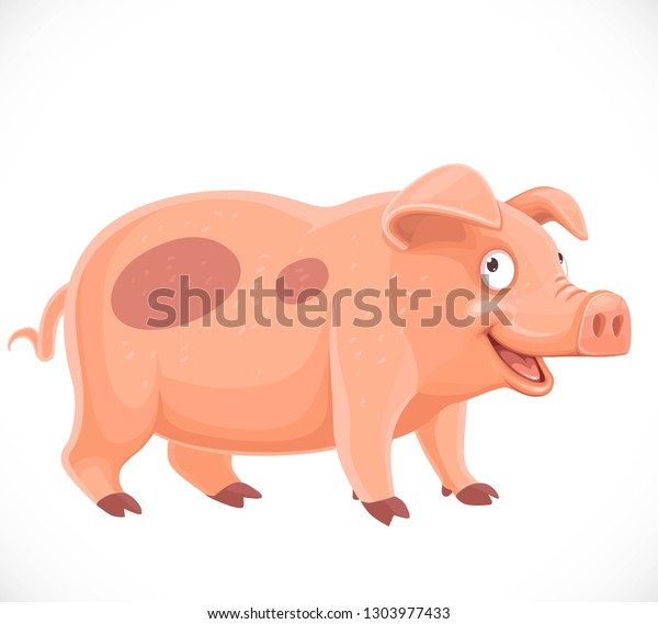 Cute Cartoon Spotted Pig Farm Animal Stock Vector (Royalty Free ...