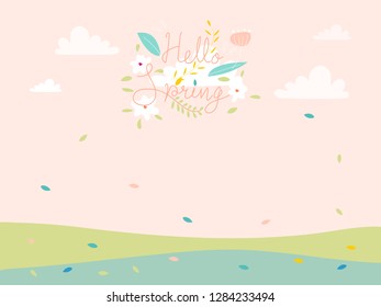 Cute Cartoon Spring Landscape Copy Space Stock Vector (Royalty Free ...