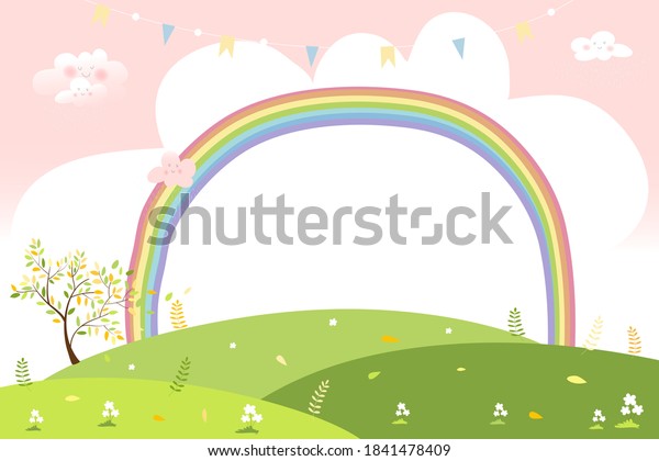 Cute Cartoon Spring Landscape Copy Space Stock Vector (Royalty Free ...