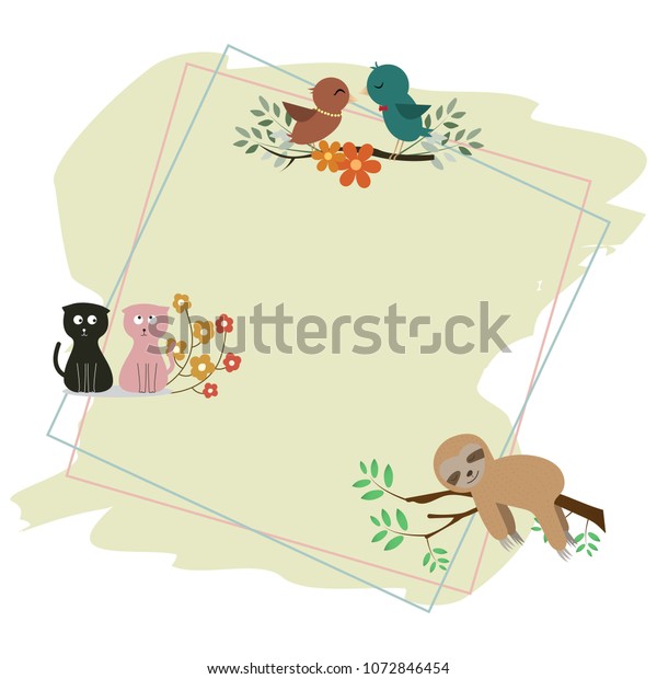 Cute Cartoon Square Frame Flower Floral Stock Vector (Royalty Free ...