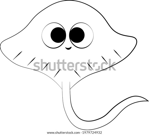 Cute Cartoon Stingray Draw Illustration Black: เวกเตอร์สต็อก (ปลอดค่า ...