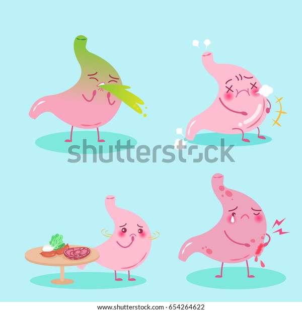 Cute Cartoon Stomach Health Problem On Stock Vector (Royalty Free ...
