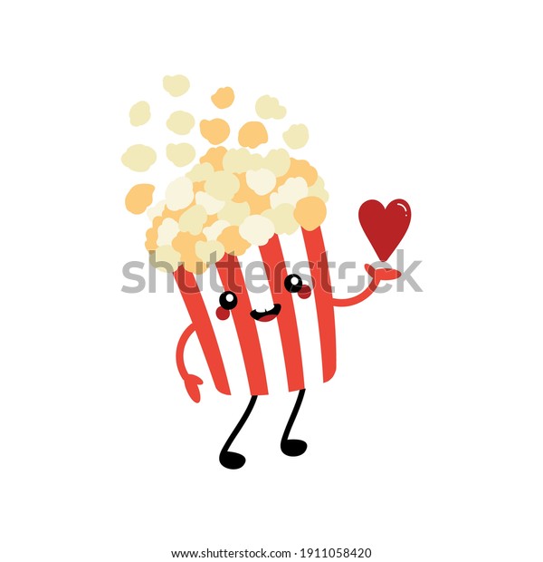 Cute Cartoon Style Smiling Popcorn Bucket Stock Vector (Royalty Free ...