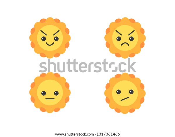 Cute Cartoon Sun Emoticon Vector Illustration Stock Vector (Royalty ...