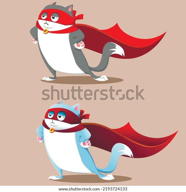 Cute Cartoon Super Cat Superman Cat Stock Vector (Royalty Free ...