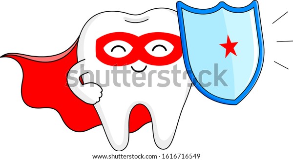 Cute Cartoon Super Hero Tooth Character Stock Vector (Royalty Free ...