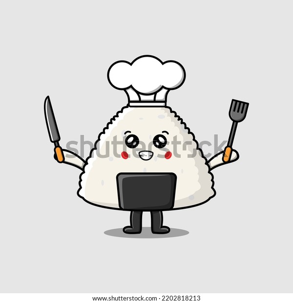 Cute Cartoon Sushi Chef Character Holding Stock Vector (Royalty Free ...